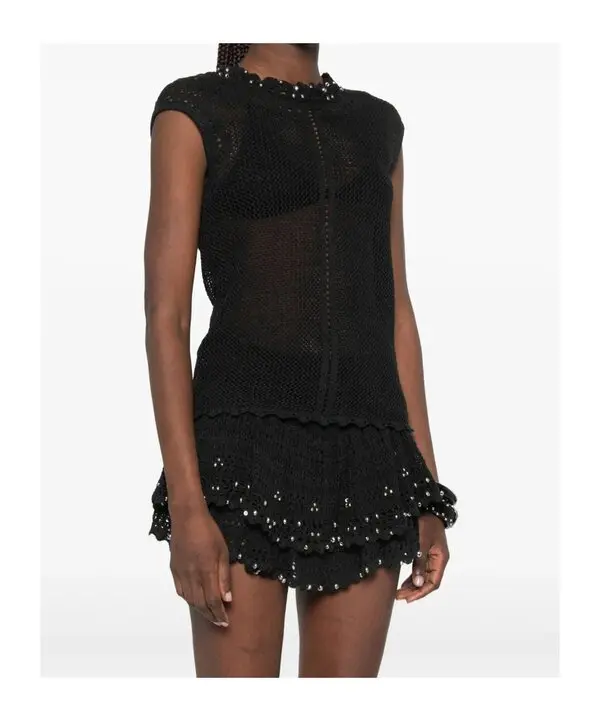 Isabel Marant Étoile Sleeveless Openwork Knit Top With Scalloped Trim