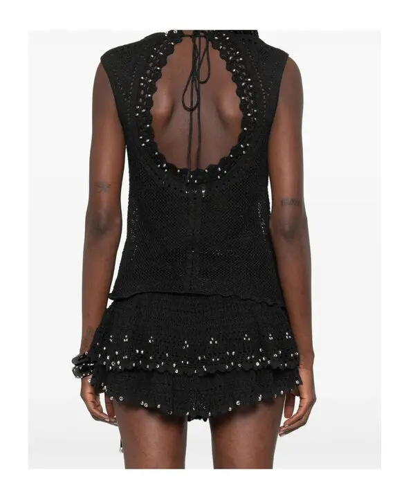 Isabel Marant Étoile Sleeveless Openwork Knit Top With Scalloped Trim