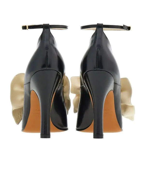 FERRAGAMO Bella Brushed Calfskin Pumps With Ankle Strap And Bow Detailing