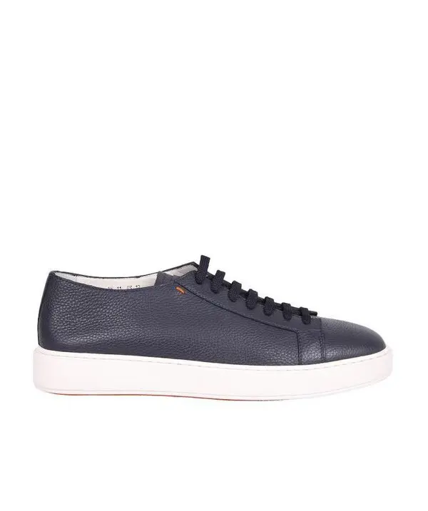 Santoni Leather Lace-up Sneakers - Black