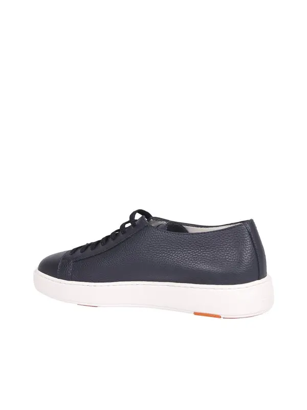 Santoni Leather Lace-up Sneakers - Black