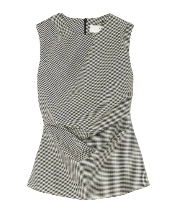RÓHE Sleeveless Crewneck Plaid Top - Black