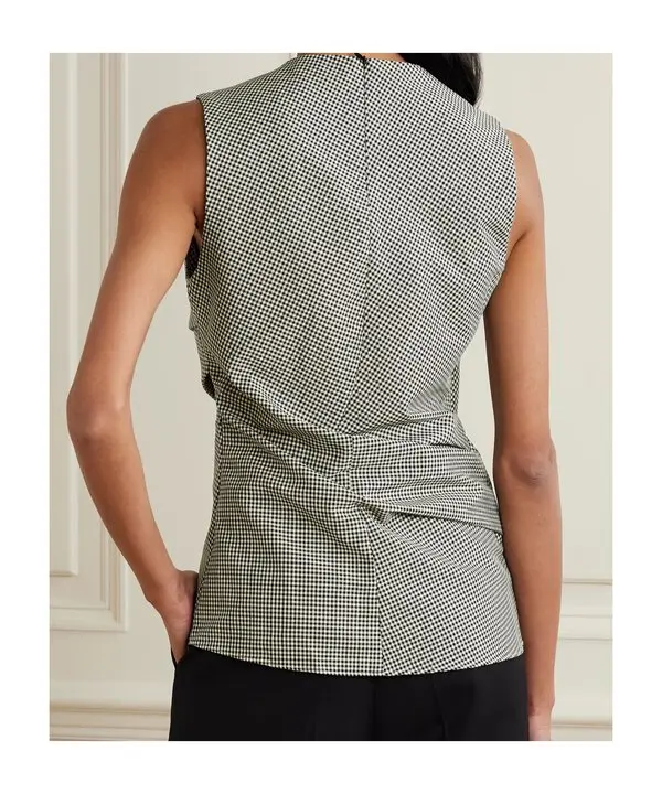 RÓHE Sleeveless Crewneck Plaid Top