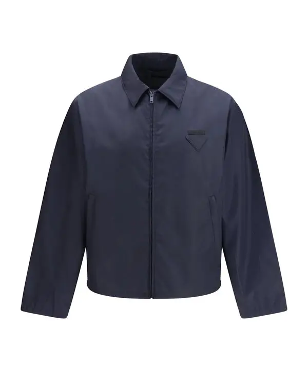 Prada Triangle Patch Zipped Jacket - Blue