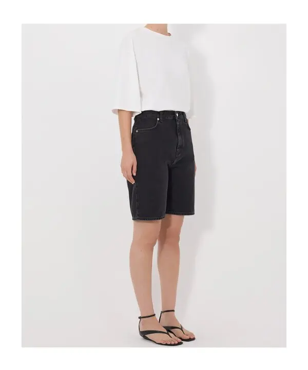 Loulou De Saison High-rise Denim Shorts - Washed Grey