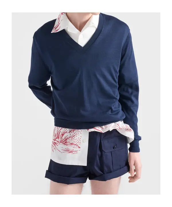 Prada Long-sleeved V-neck Jumper - Blue