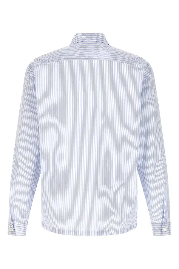 Prada Zip-up Striped Shirt - White
