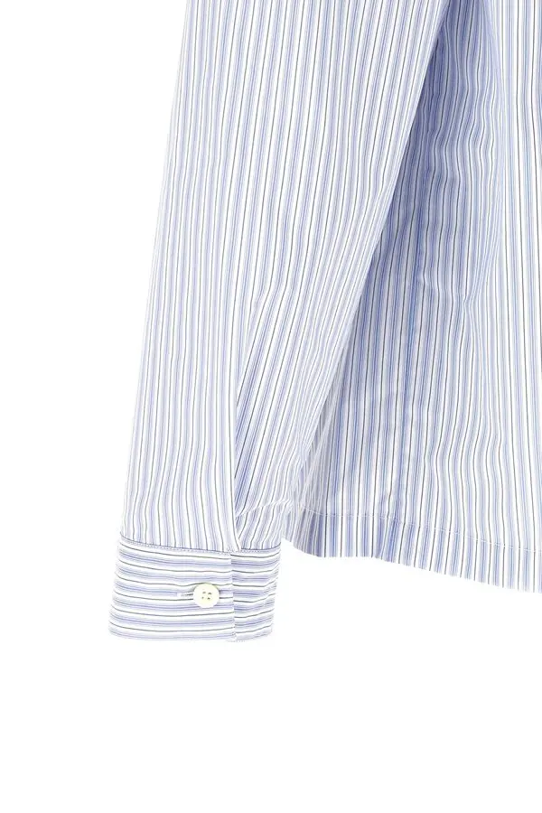 Prada Zip-up Striped Shirt - White