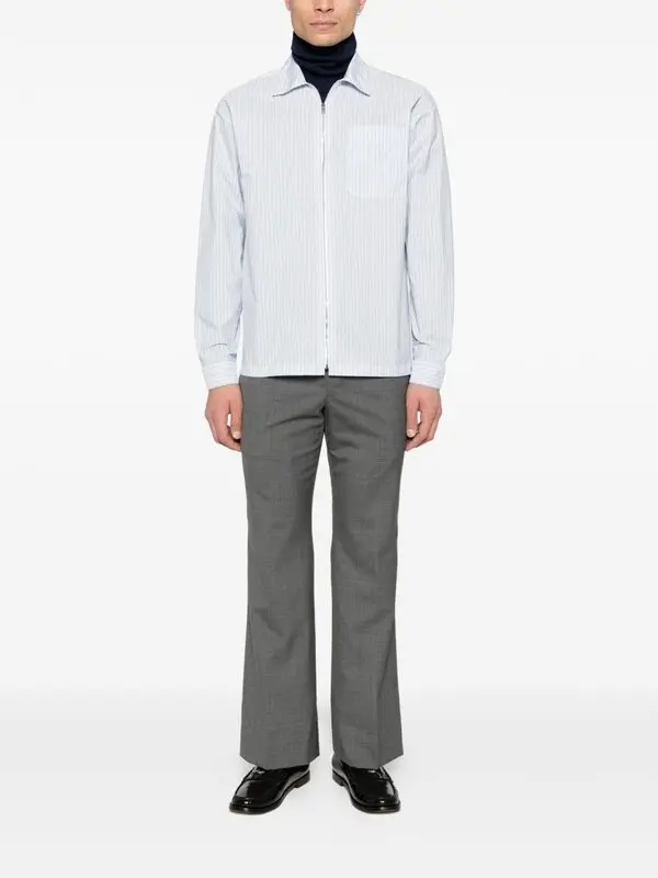 Prada Zip-up Striped Shirt - White