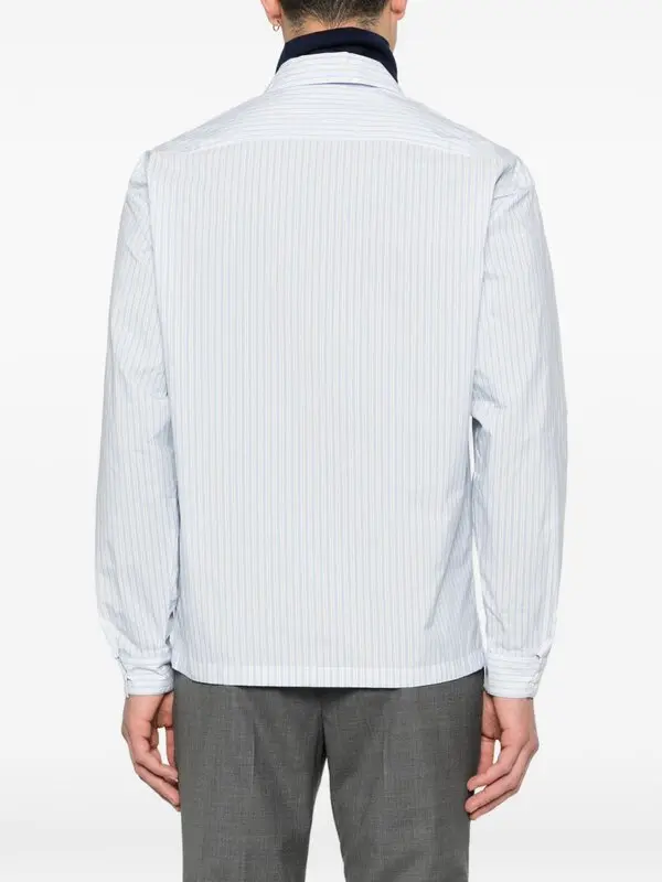 Prada Zip-up Striped Shirt - White