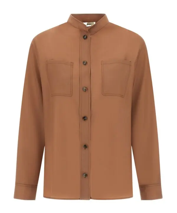 Herno Curved Hem Shirt With Breast Pocket