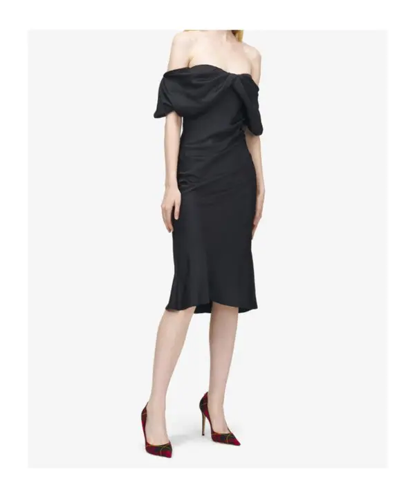 Alexander McQueen Off-the-shoulder Puff Sleeve Midi Dress