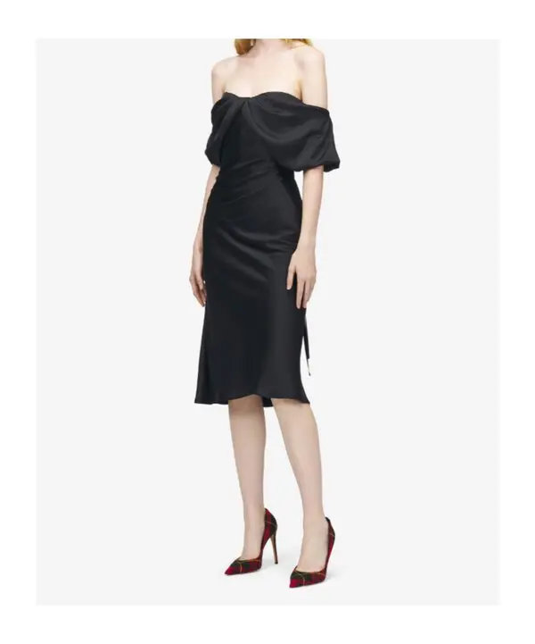 Alexander McQueen Off-the-shoulder Puff Sleeve Midi Dress