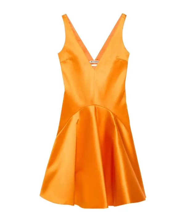 J.W.ANDERSON Sleeveless V-neck Dress With Curved Pleated Skirt - Satsuma