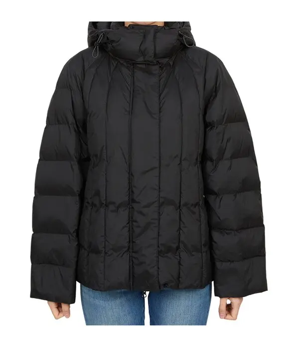 Max Mara Down Quilted Hooded Long Sleeve Coat - Black