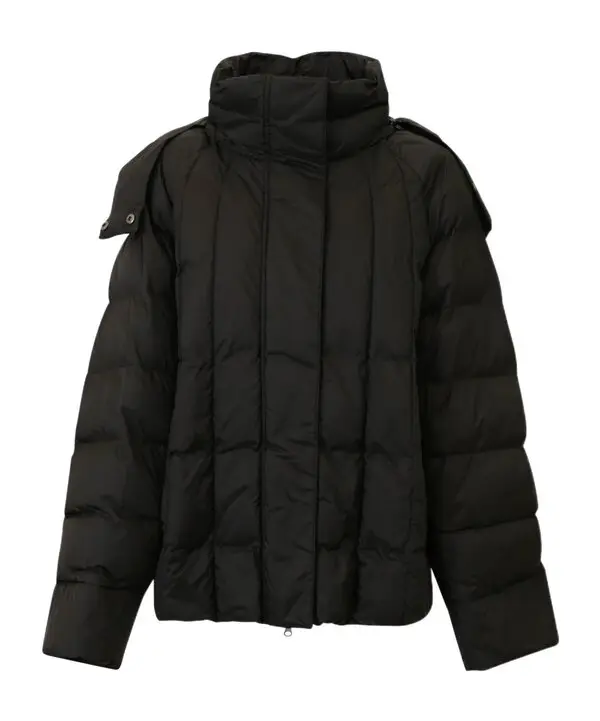 Max Mara Down Quilted Hooded Long Sleeve Coat - Black