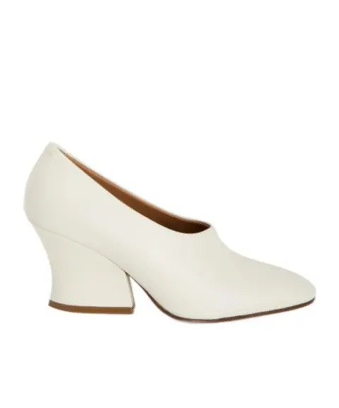 JIL SANDER Calf Leather Slip-on Pumps - Antique White