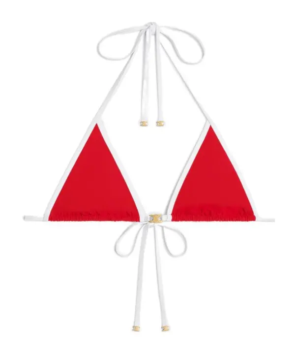Celine Triomphe Triangle Top In Matte Jersey - Red