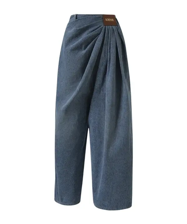 Loewe Draped Jeans With Pleated Detail - Blue
