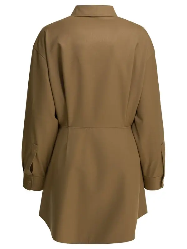 Celine Wool Mini Dress With Button Cuffs And Flap Pockets