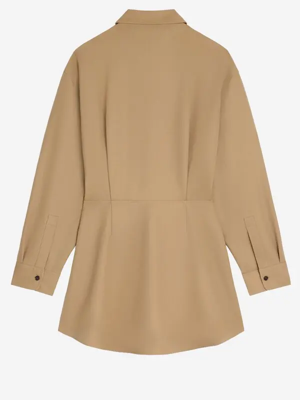 Celine Wool Mini Dress With Button Cuffs And Flap Pockets