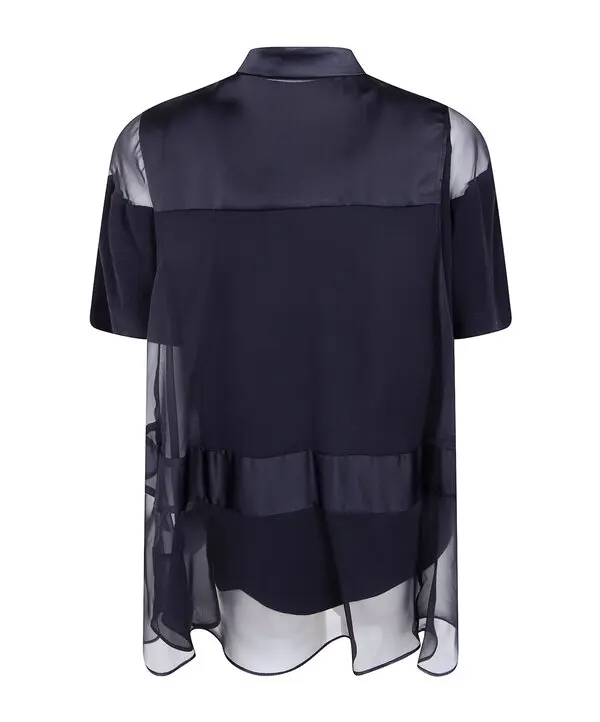 Sacai High Collar Patchwork Blouse