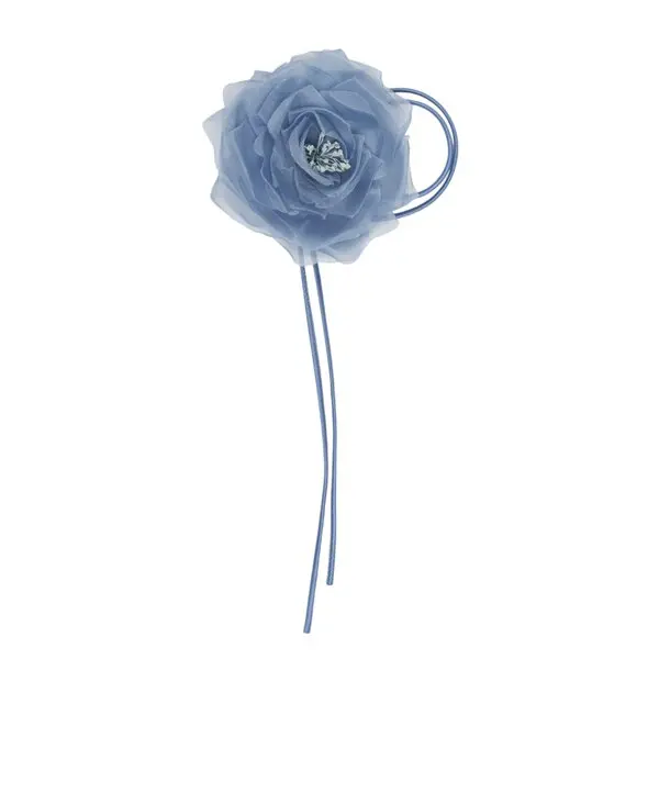 Max Mara Silk Chiffon Flower Brooch - Light Blue