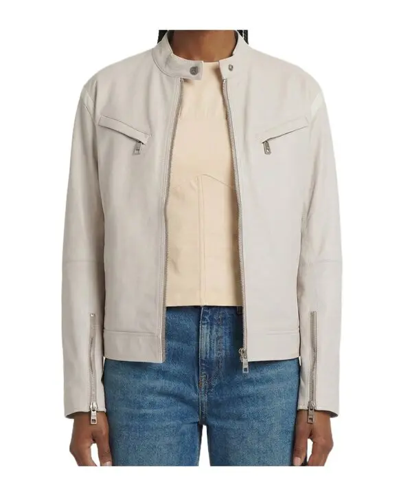 Patrizia Pepe Zip-up Biker Jacket - White