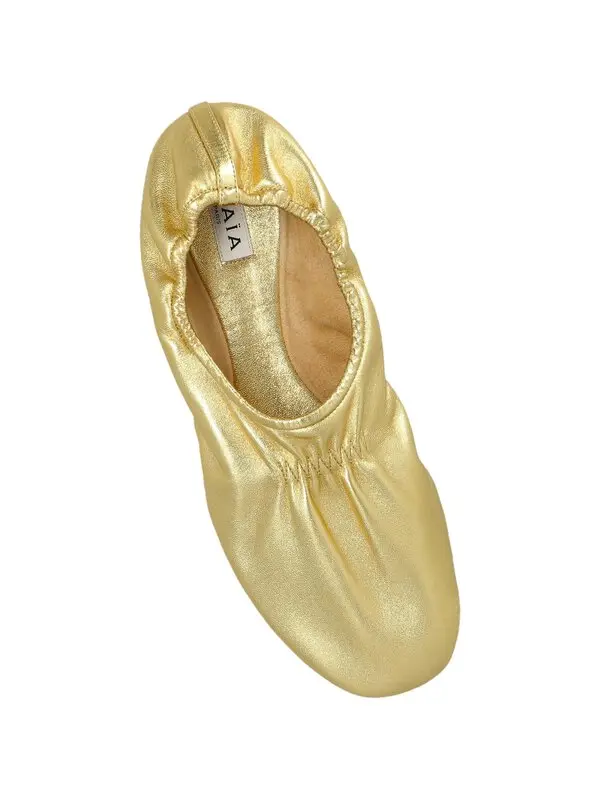 Alaïa Gathered Ballet Flats - Gold