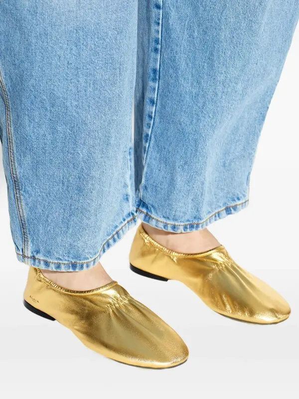 Alaïa Gathered Ballet Flats - Gold