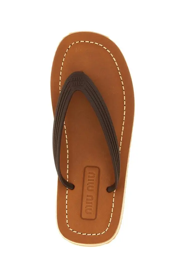 Miu Miu Thong Flip Flops - Brown