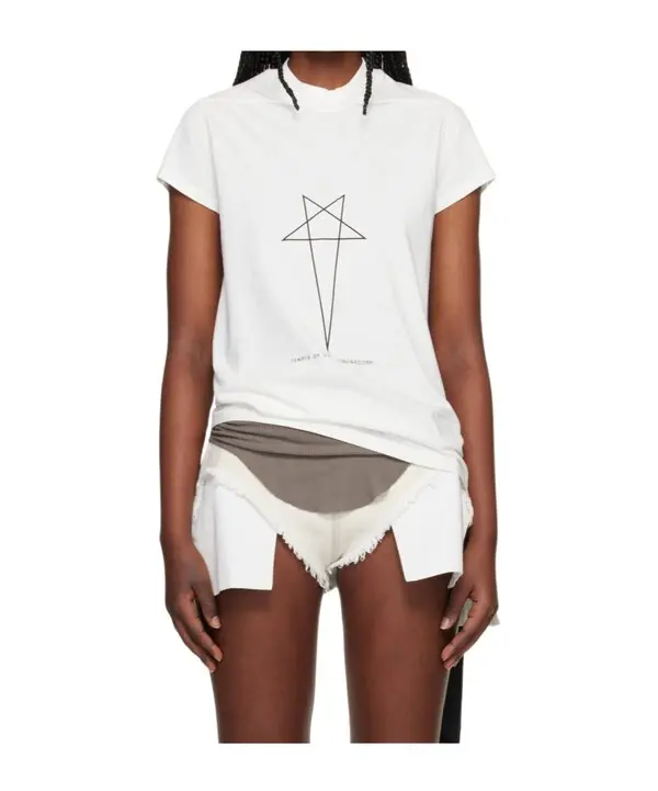 Rick Owens White Short Sleeve T-shirt - Opal/black