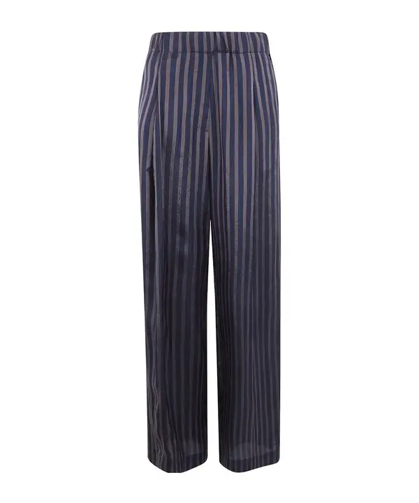 Dries Van Noten Pleated Wide Leg Trousers - Navy
