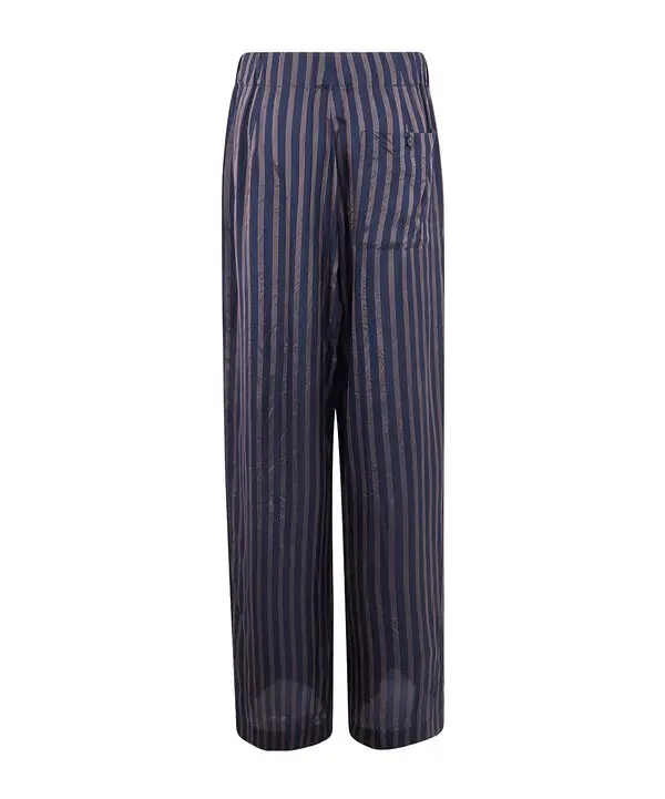 Dries Van Noten Pleated Wide Leg Trousers - Navy