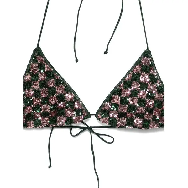Oseree Lace-up Bikini Set With Sequin Embellishment