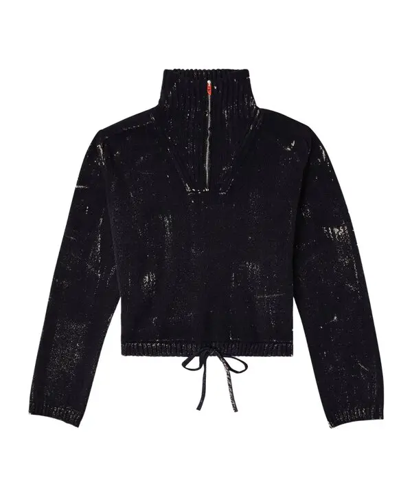 DIESEL® M-marcellette Half-zip Distressed Jumper - Black