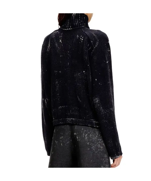 DIESEL® M-marcellette Half-zip Distressed Jumper - Black