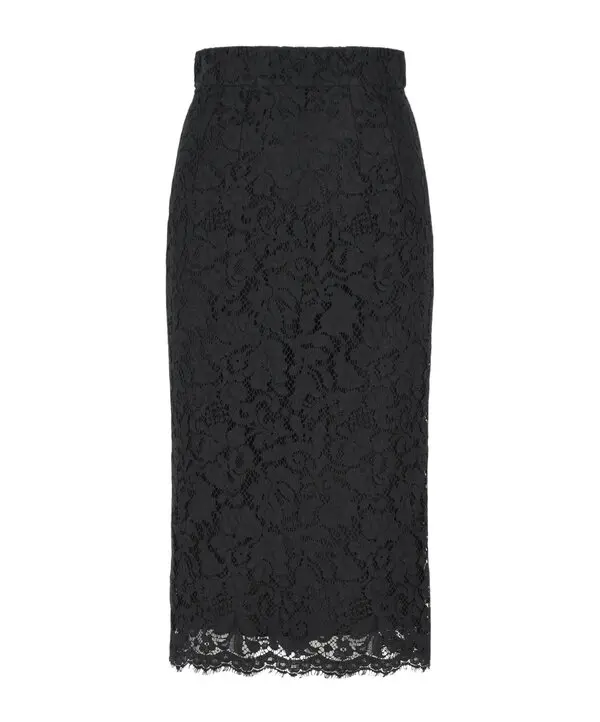 Dolce & Gabbana Dolce Gabbana Floral Lace Midi Skirt - Black