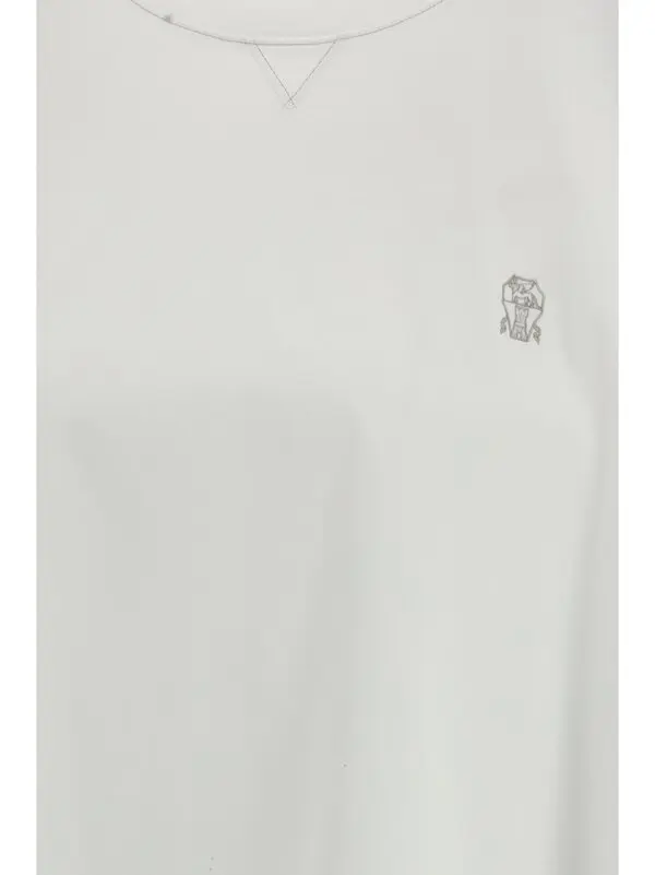 Brunello Cucinelli Logo Embroidered Crewneck T-shirt - White