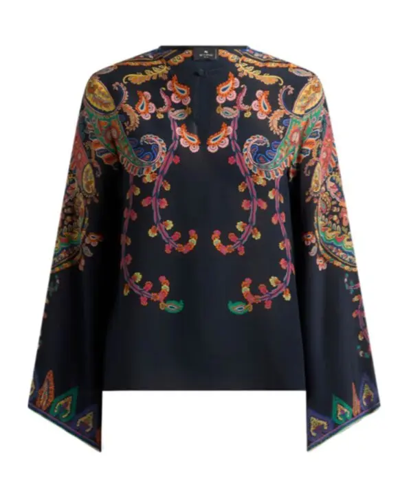 Etro Paisley Print Long Sleeve T-shirt - Blue