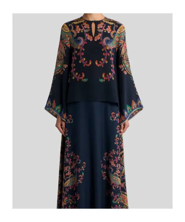 Etro Paisley Print Long Sleeve T-shirt - Blue