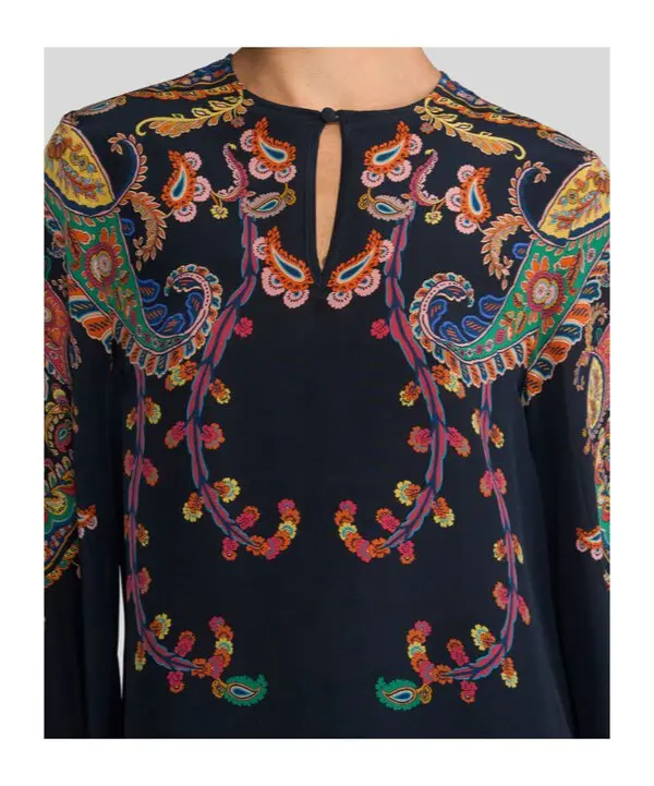 Etro Paisley Print Long Sleeve T-shirt - Blue
