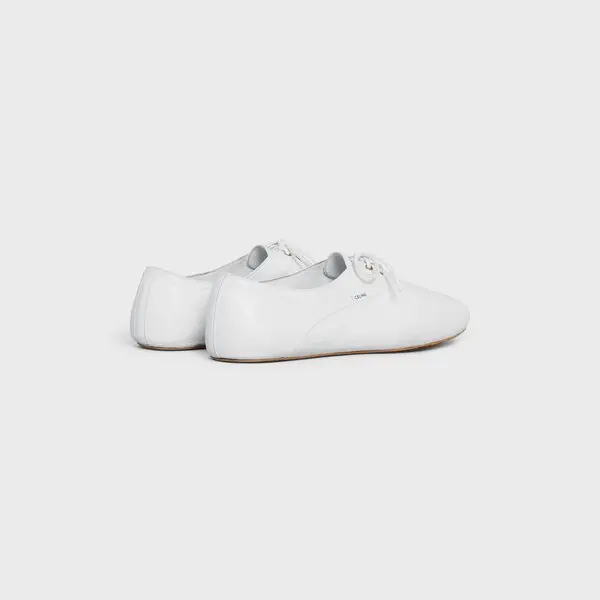 Celine Ballet Lace-up Shoes In Lambskin - White