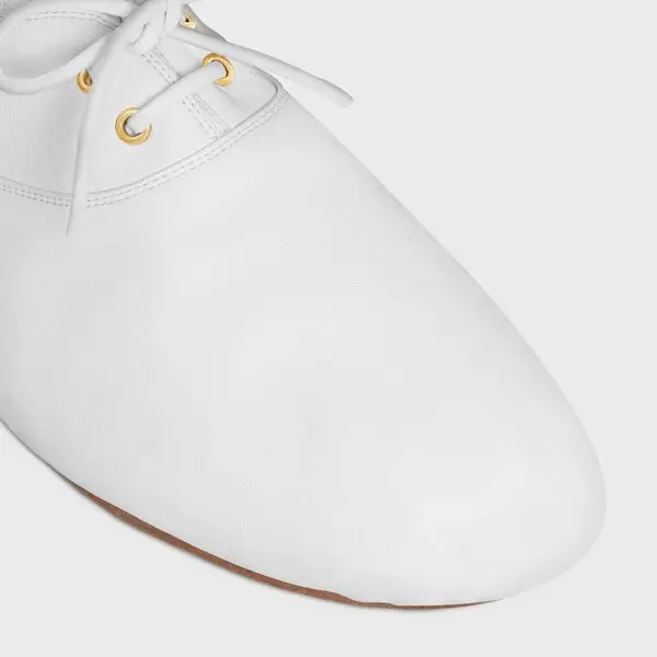 Celine Ballet Lace-up Shoes In Lambskin - White