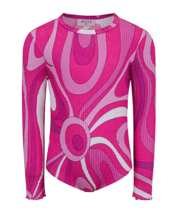 Emilio Pucci Printed Long Sleeve Bodysuit