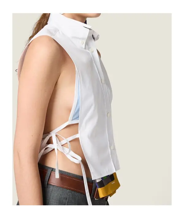 Miu Miu Sleeveless Side-tie Shirt - White
