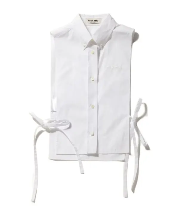 Miu Miu Sleeveless Side-tie Shirt - White