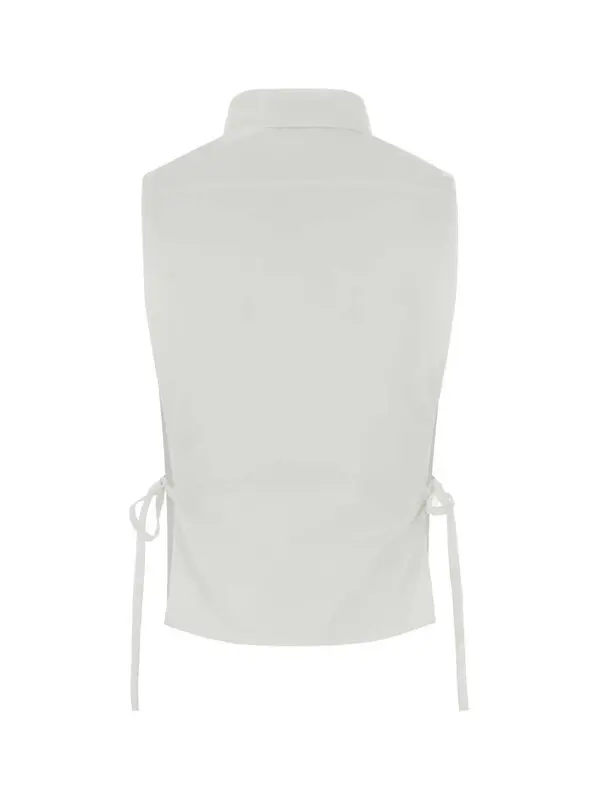 Miu Miu Sleeveless Side-tie Shirt - White