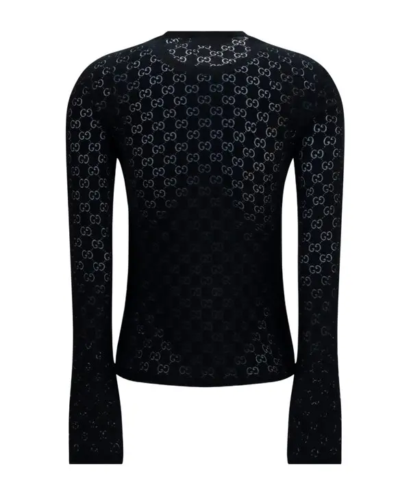 Gucci Gg Devoré Long Sleeve Top - Black