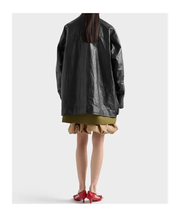 Prada Antiqued Leather Caban Jacket - Black